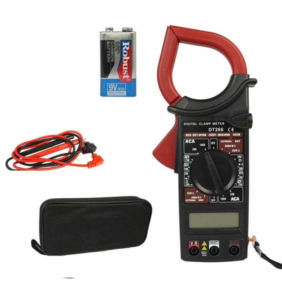 Мультиметр GA-GLOBAL DT266, клещи, цифровой, с проводами, поверка, режим пусковых токов