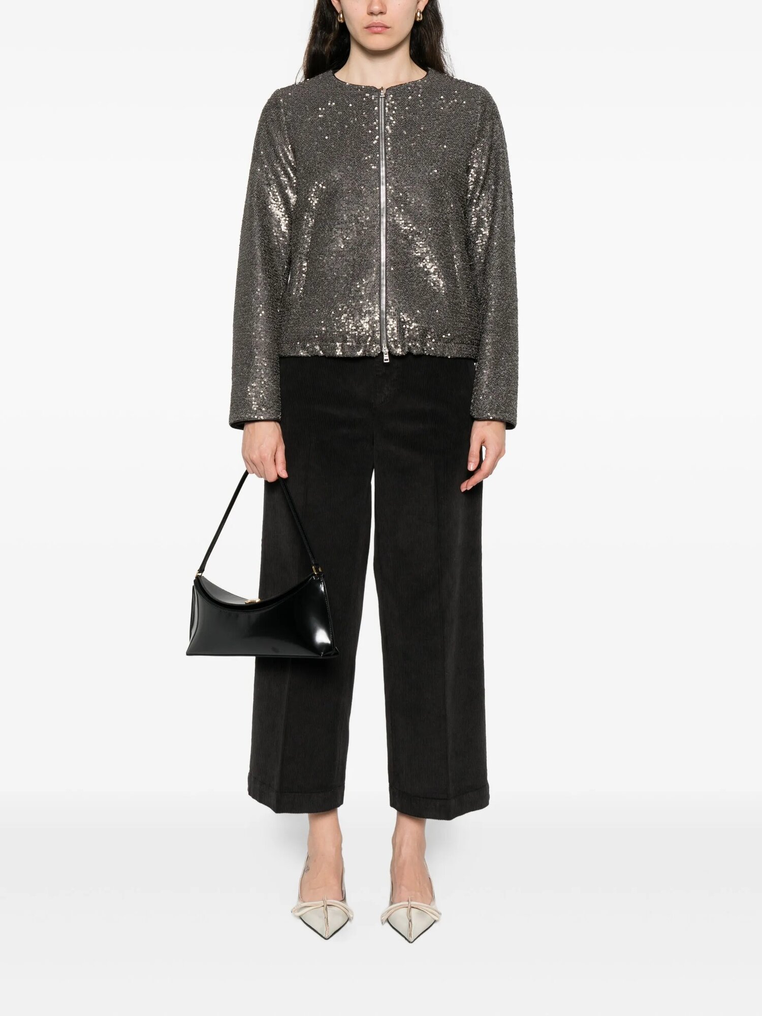 Куртка Herno Sequinned zip-up jacket, размер 38, grey — фото 1