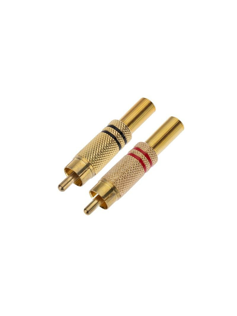 Набор Разъем PROconnect, штекер RCA, пайка ZN, металл GOLD, черные/красные {14-0405-1} (2 шт/уп*2 упак)