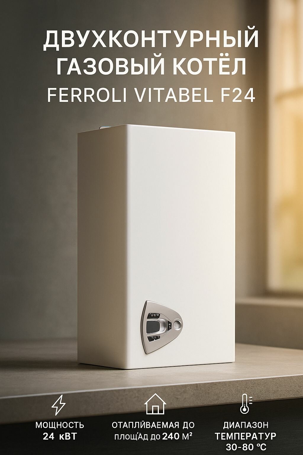 Котел газовый Ferroli Vitabel F24 двухконтурный настенный для отопления