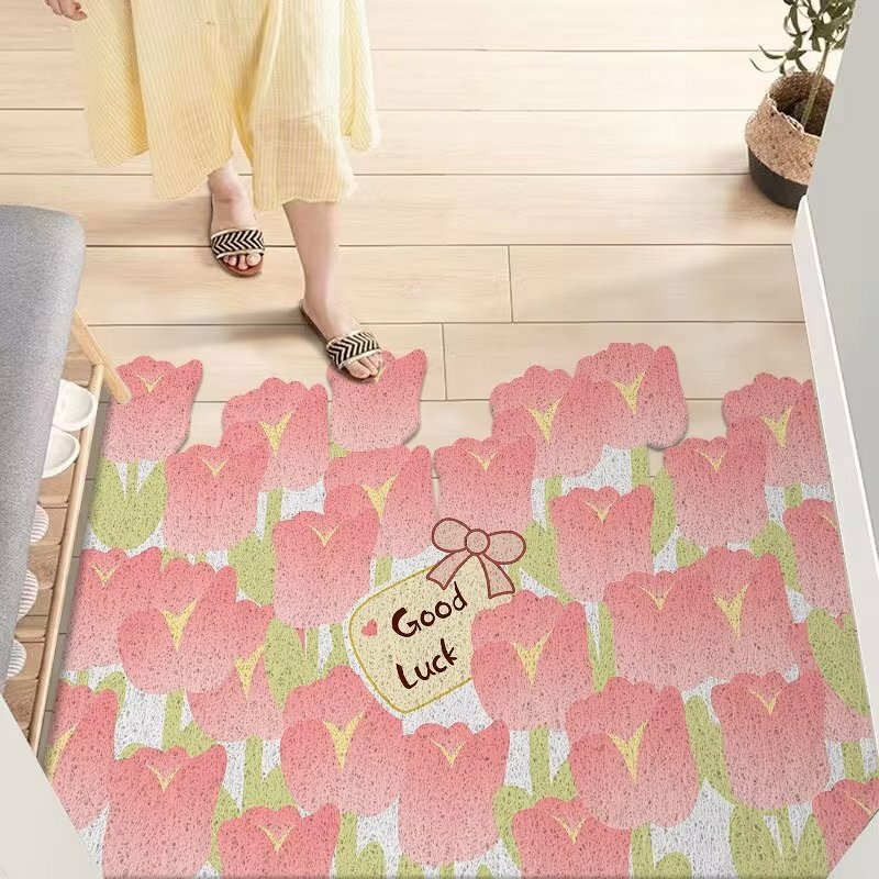 Ковер из розовых тюльпанов, Можно разрезать, Коврик для входной двери, 40x60 см