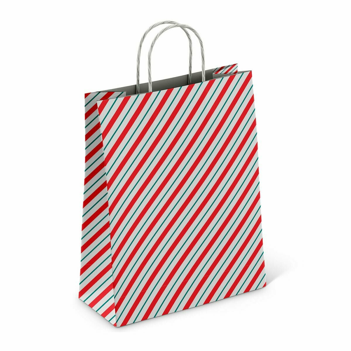 Крафт-пакет бумажный "Узкая полоса" 26х15х35см, с кручеными ручками, плотность 100 г/кв. м, белый (113228), 250шт.