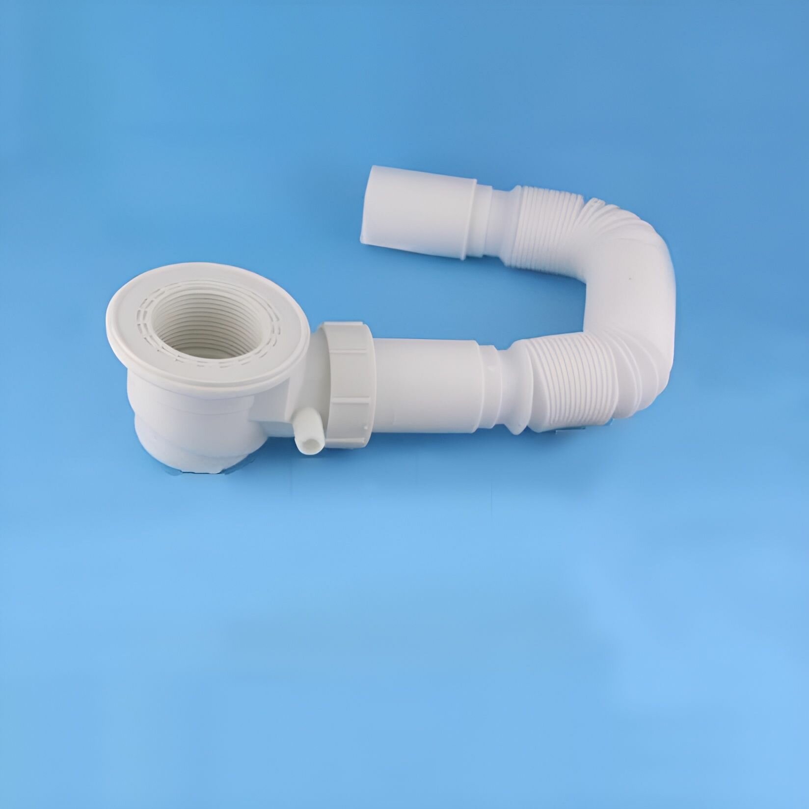 Трап сливной для средних и глубоких поддонов душевых кабин, сифон с гидрозатвором, длинная гофротруба до 800 мм, прочный выпуск 40 мм, под сливное отверстие 50-55 мм, NEW ABSпластик