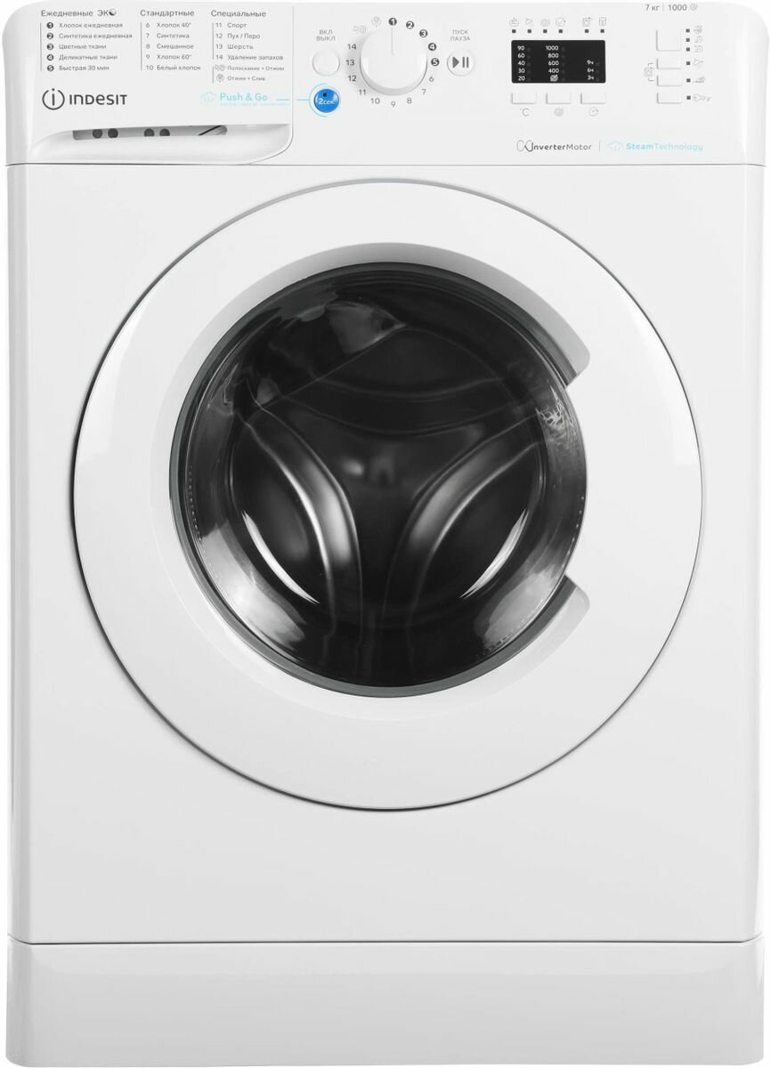 Стиральная машина фронтальная INDESIT BWSA 7109 WWV RU белый (7 кг, инвертор)