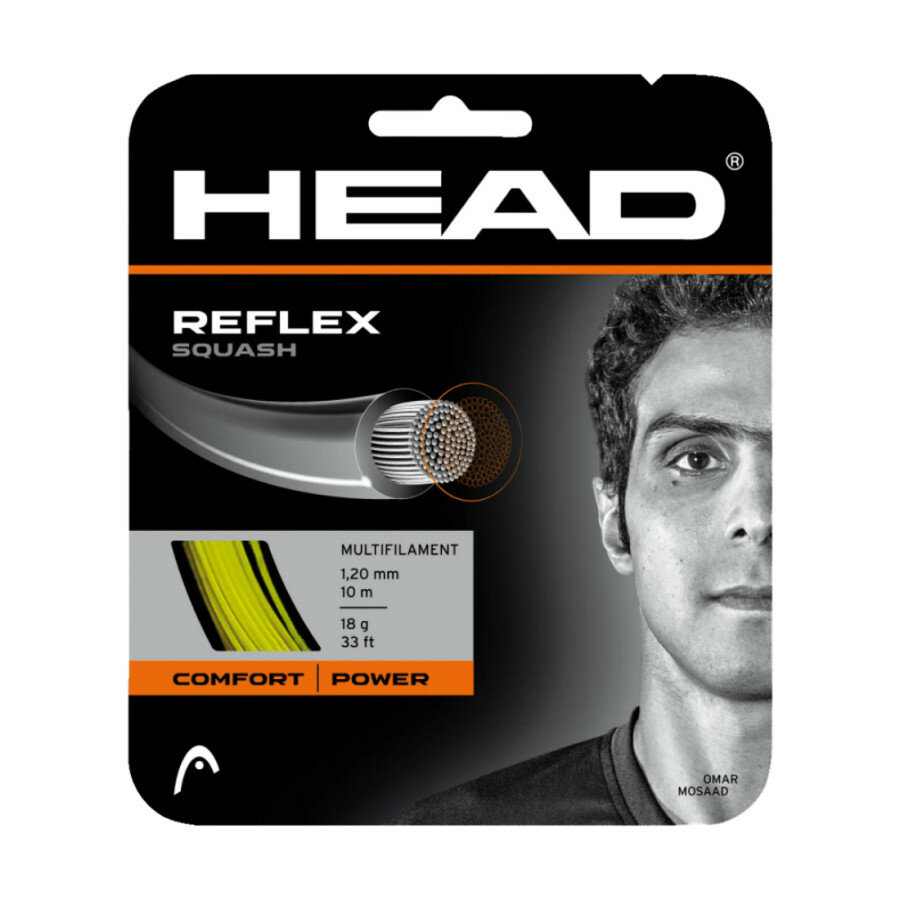 Струна для сквоша HEAD 10m Reflex Squash, цвет: Yellow, диаметр 1.10