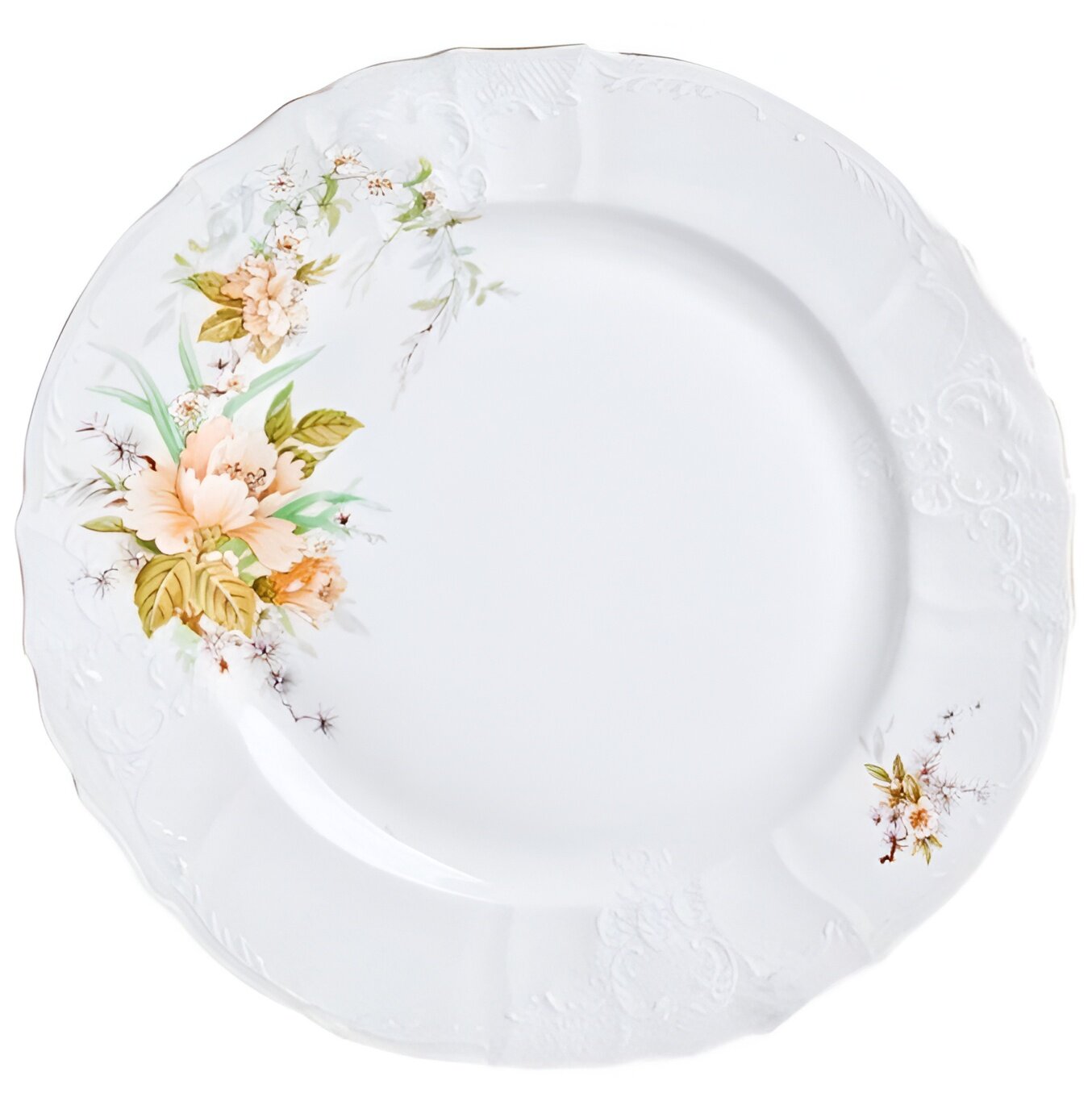 Блюдо Thun 32 "Осенний букет", с декором, фарфор, белое, 32см