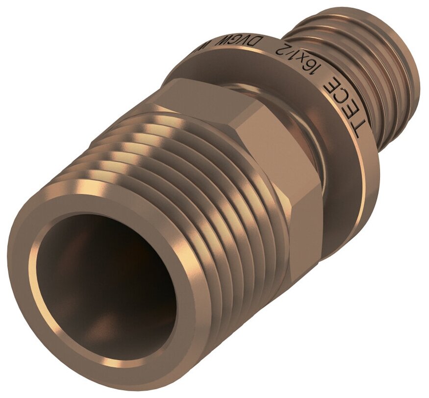 Соединитель прямой Tece 16 мм х R 3/4 НР(ш) с ниппелем бронза (705602)