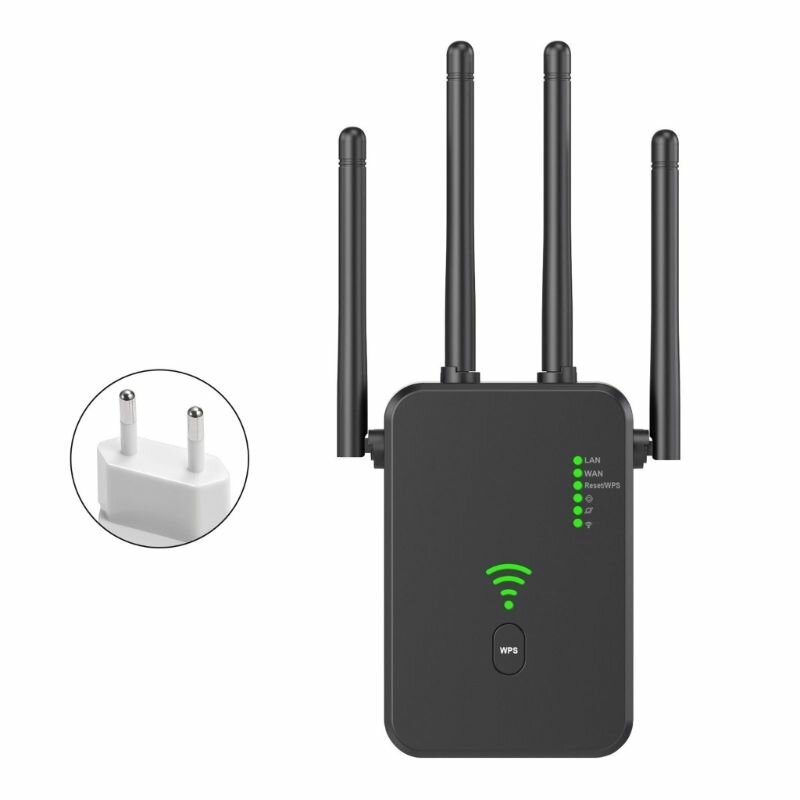 Усилитель сигнала ретранслятора Wi-Fi-Европейский стандарт-300 м черный