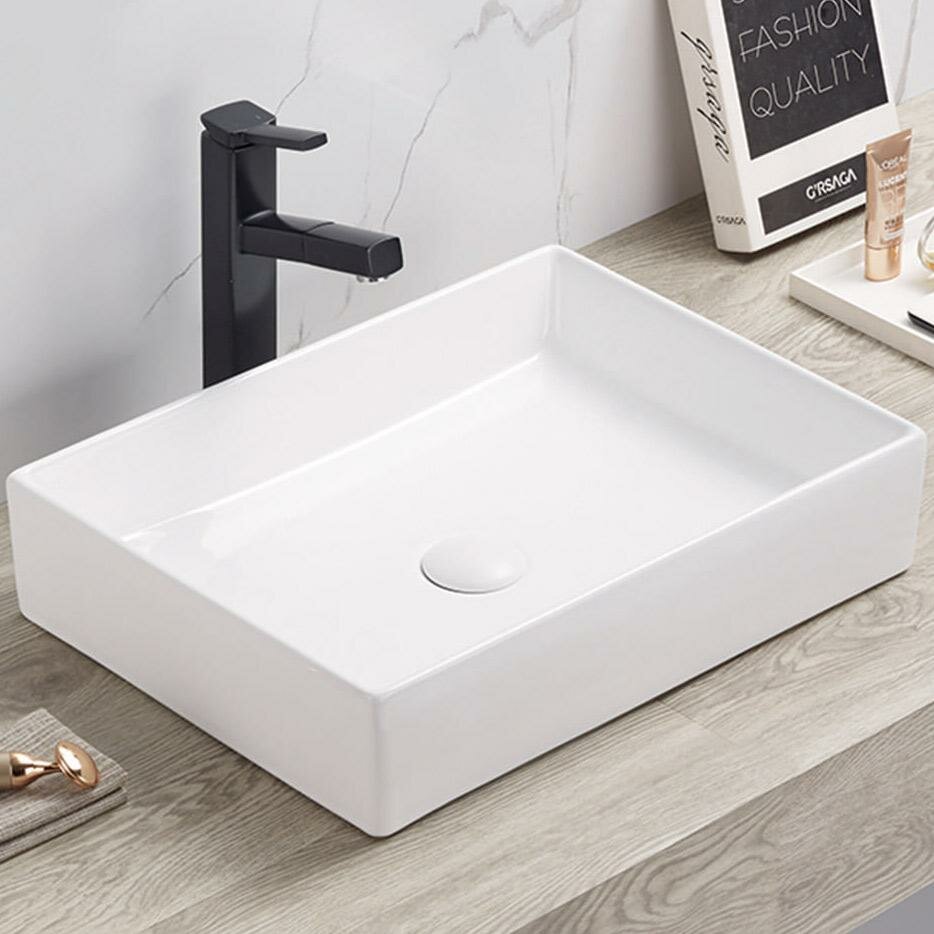 Раковина-чаша Art&Max 50 AM-78570B-50 Белая, прямоугольная, накладная