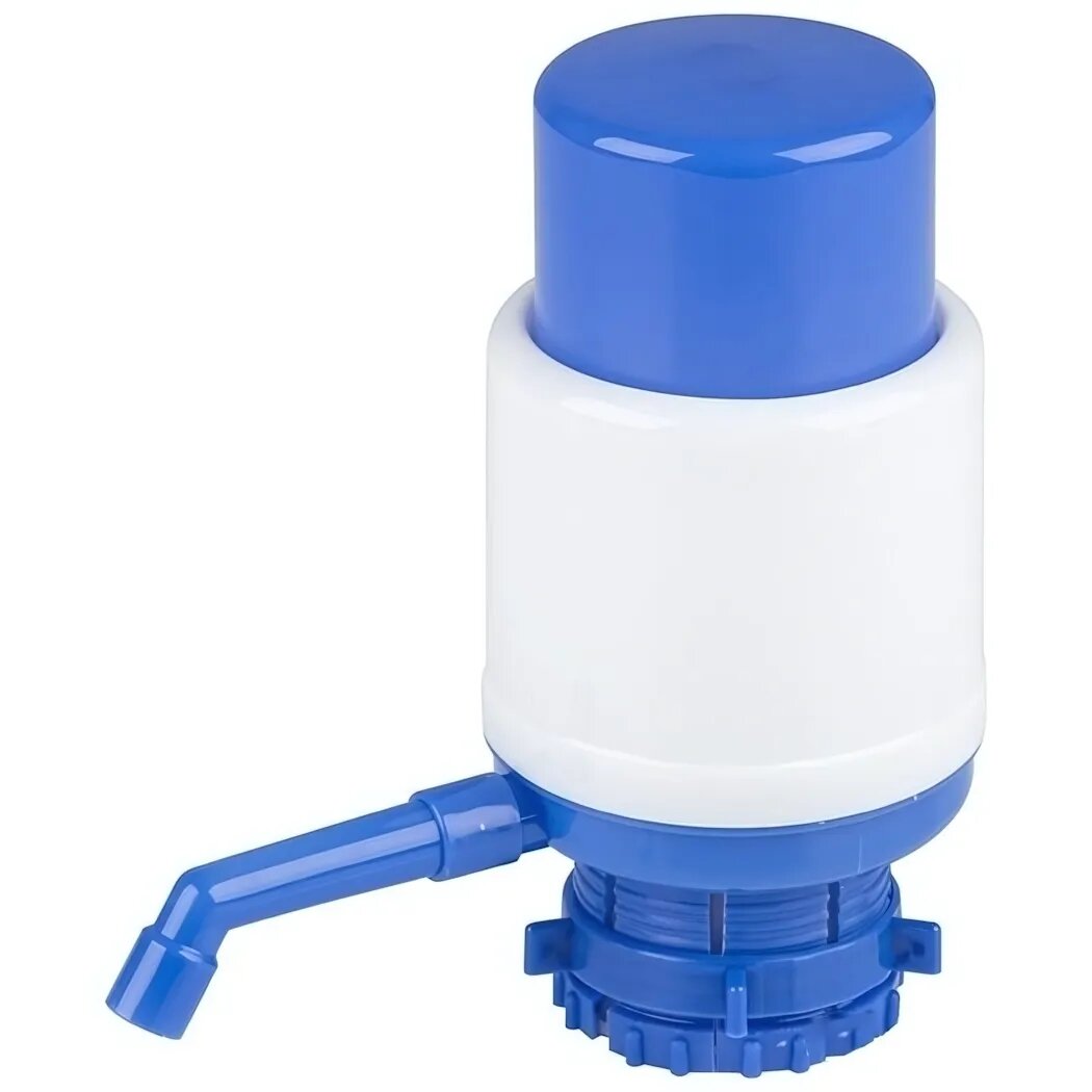 Помпа механическая для бутылей 19л, пластик, заборная трубка 45см, синий/белый, носик с заглушкой