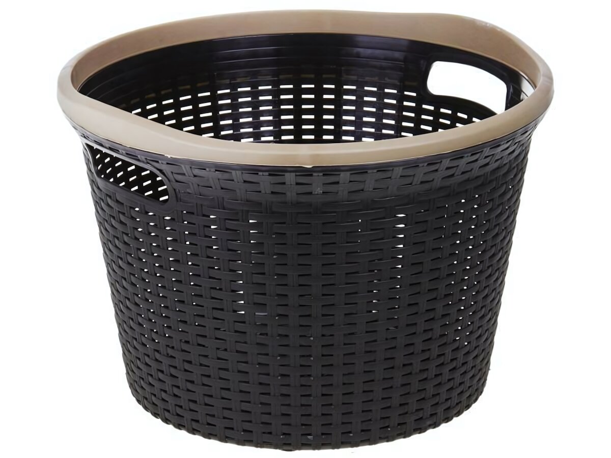 Корзина для хранения «Артлайн» круглая 32 л, пластик, черный с ручками
