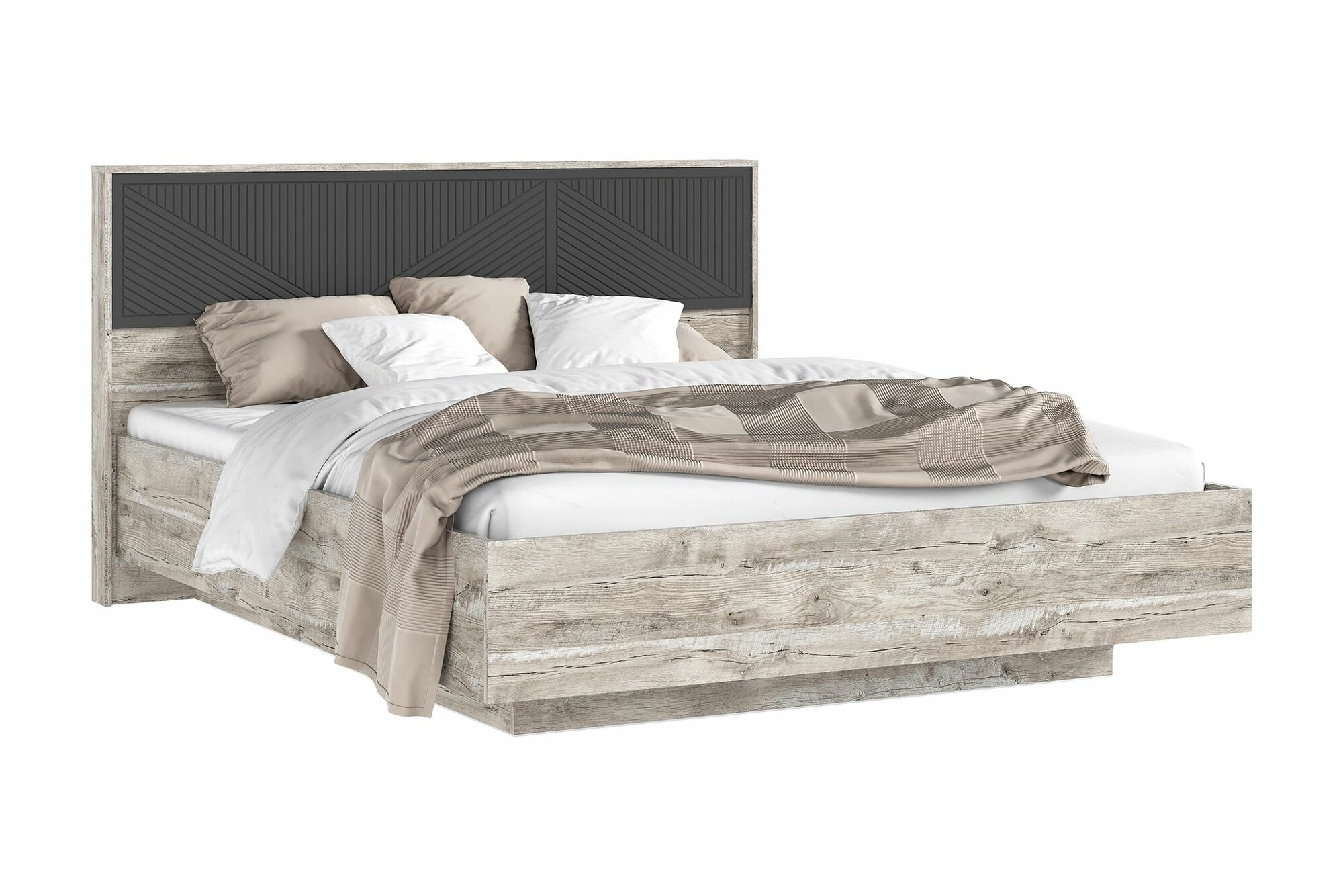 Кровать парящая Сильвия 1,6м (ортопед дерево) (Браш Графит/Дуб Юкон)