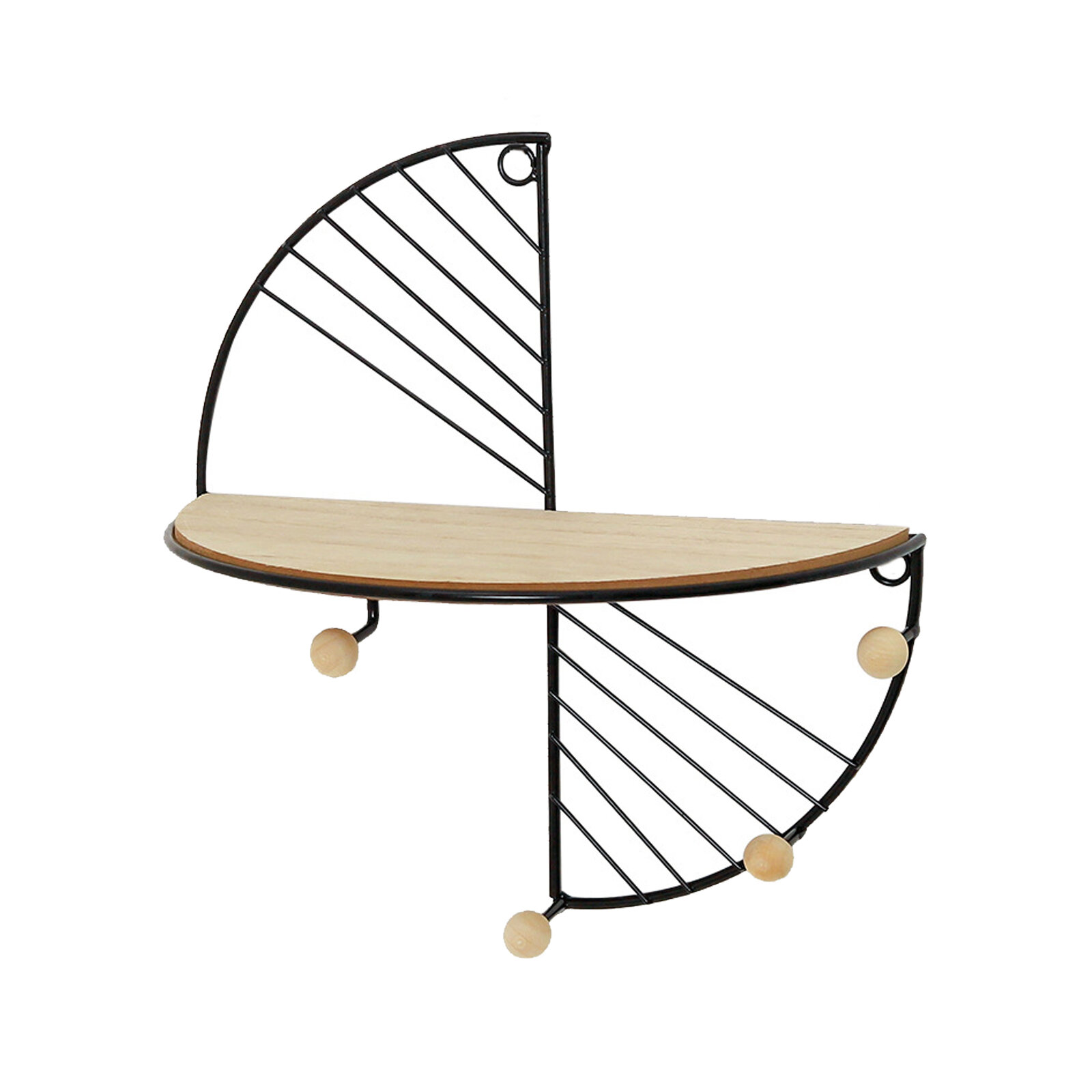 Черная простая круглая настенная полка с многофункциональными крючками для дома и спальни