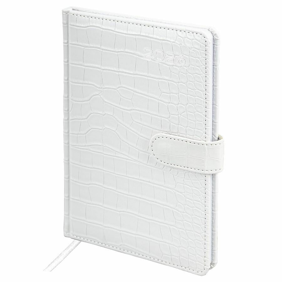 Еженедельник датированный 2026 А5 145х215 мм, BRAUBERG "Party", под кожу, белый