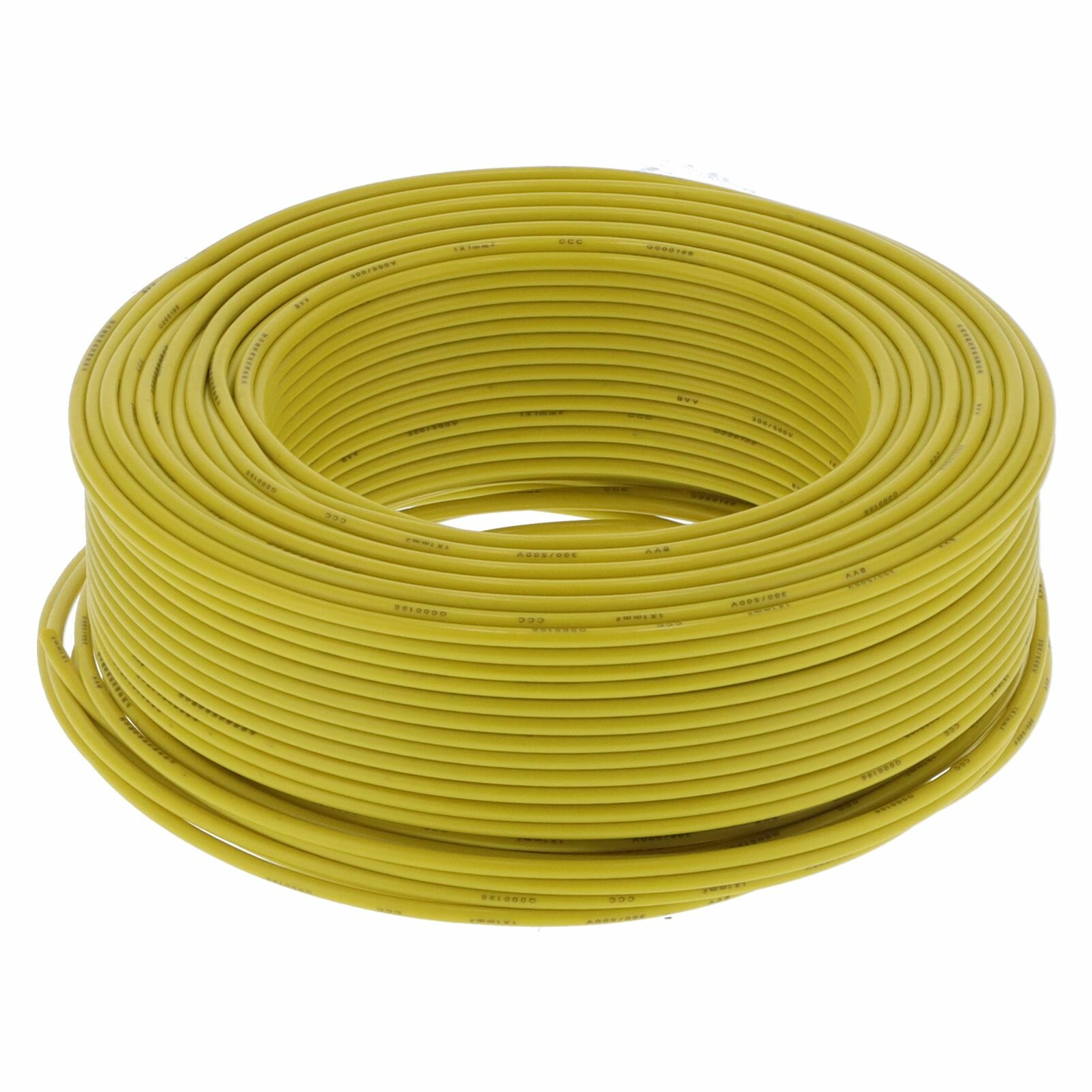 Кабель BVV 1x1 желтый 7-жильный 100м