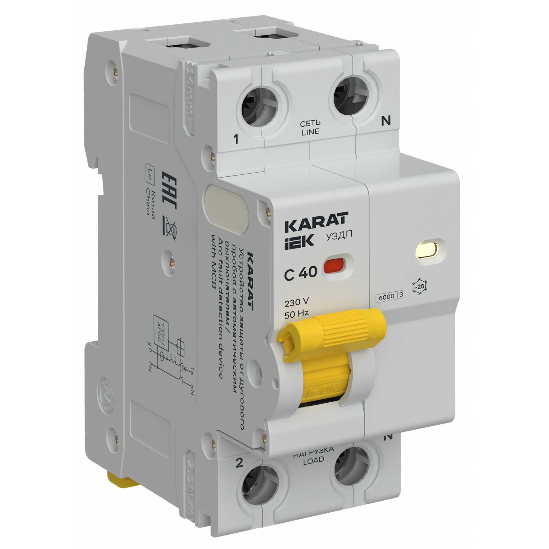 KARAT Устройство защиты от дугового пробоя c автоматическим выключателем 1P+N C 40A, IEK KA-DP11-1-040-C (1 шт.)