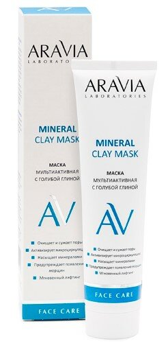 Aravia laboratories маска мультиактивная с голубой глиной mineral clay mask 100 мл
