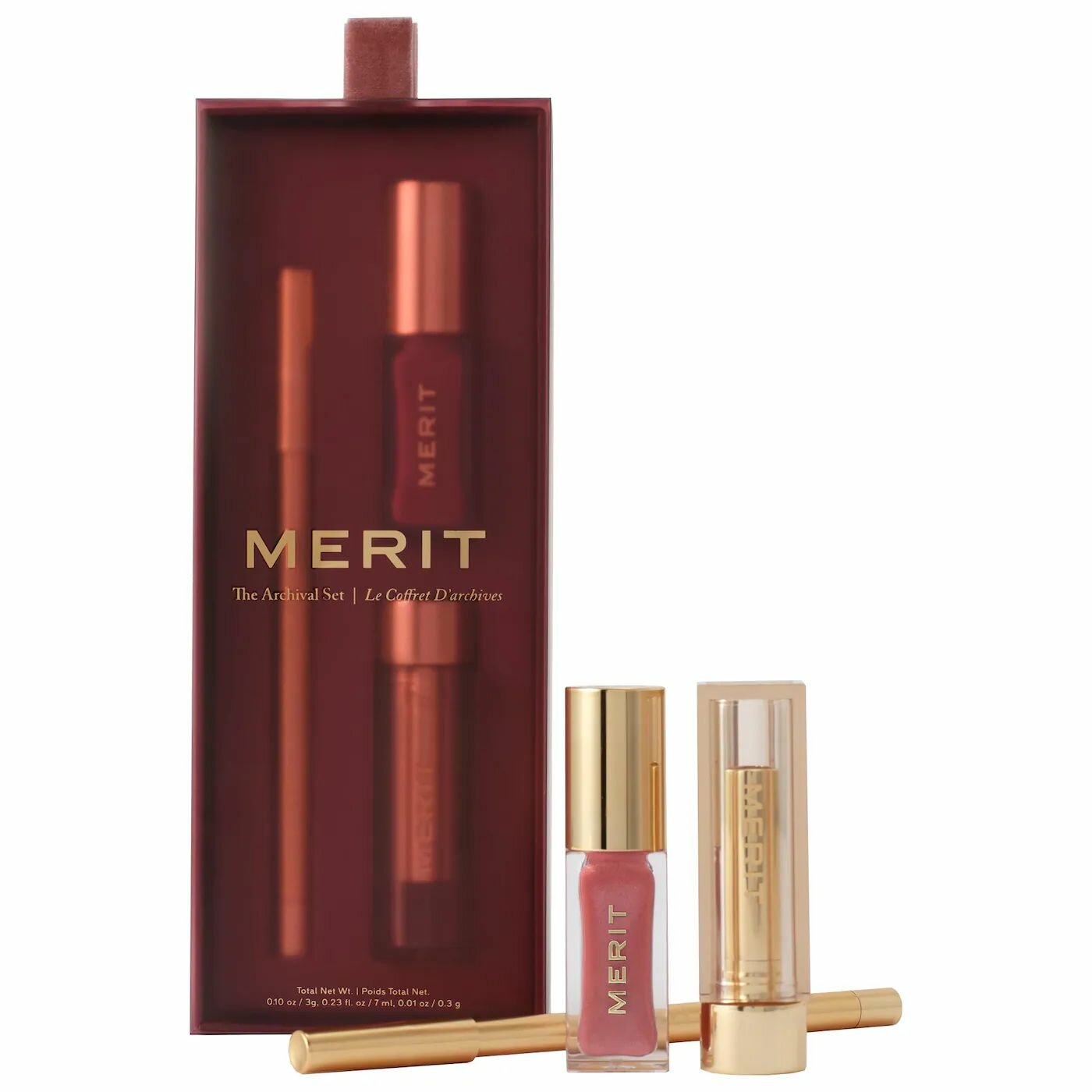 MERIT Подарочный набор косметики для губ The Archival Lip Essentials Gift Set