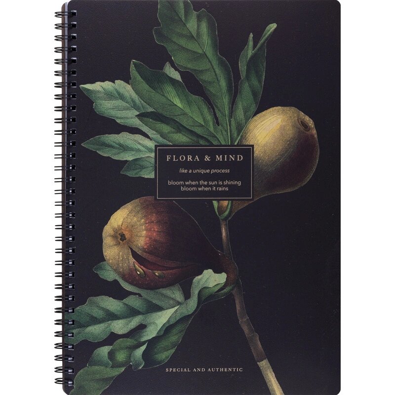 Бизнес-тетрадь, BS, А4, 96л, клетка, мягкий, спираль. Flora, инжир, N4283