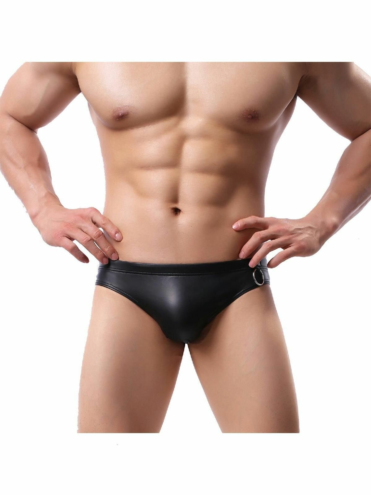 Мужские стринги из искусственной кожи, маленькие боксеры - XL