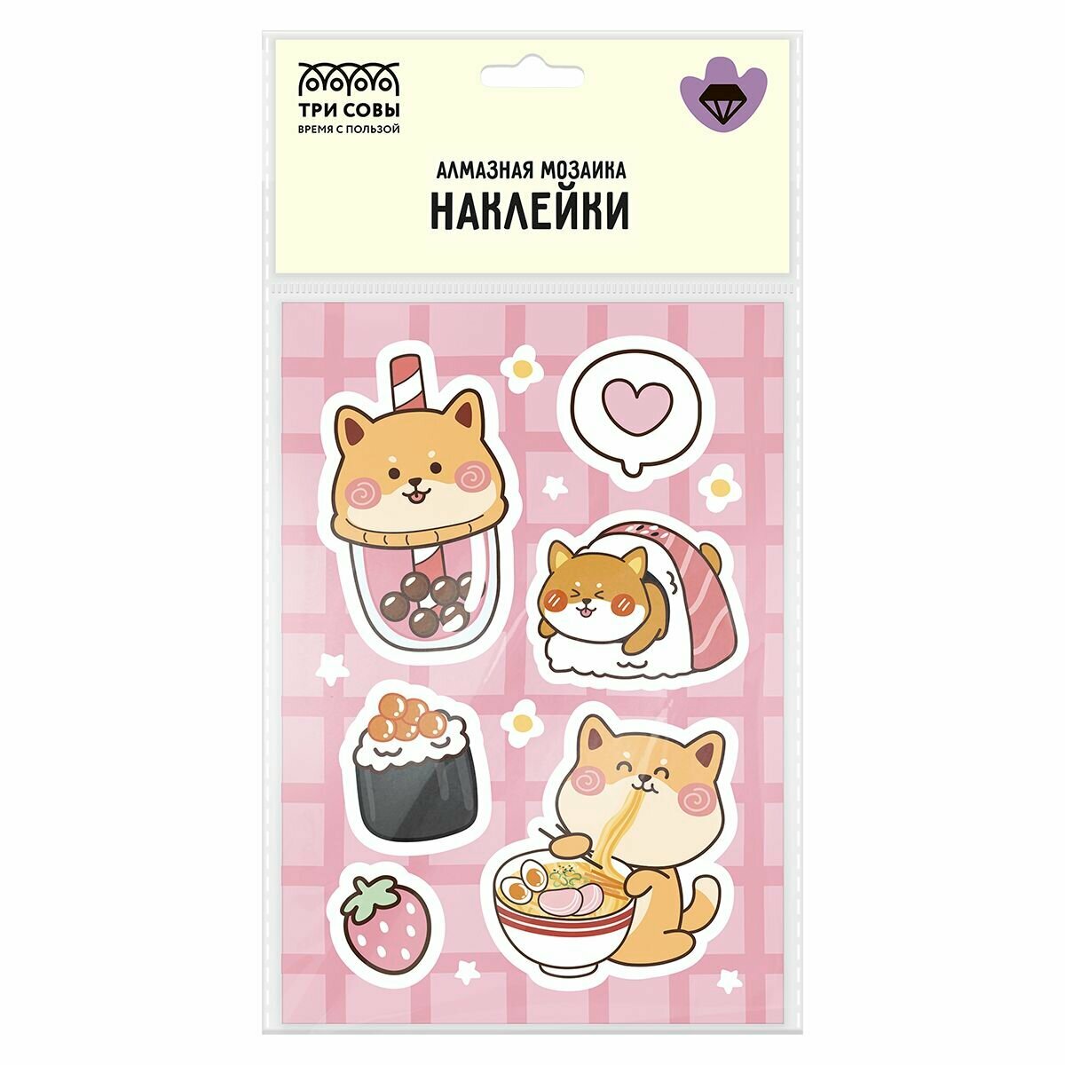 Алмазная мозаика Три Совы, наклейки "Корги", пакет с европодвесом (АМН_65746)