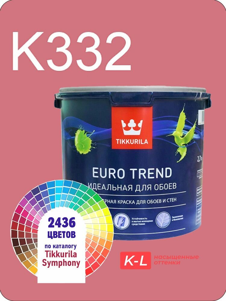 Краска для обоев Tikkurila Euro Trend 2,7л. насыщенные оттенки K332