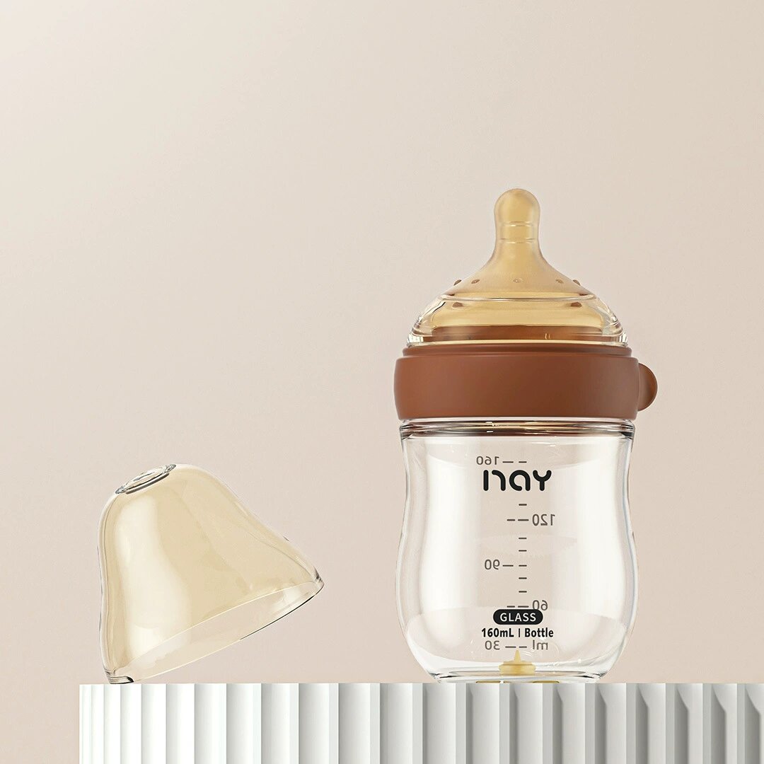 Стеклянная бутылочка объемом 160 мл, имитирующая грудное молоко, для предотвращения метеоризма (новорожденный 0-1 месяц)