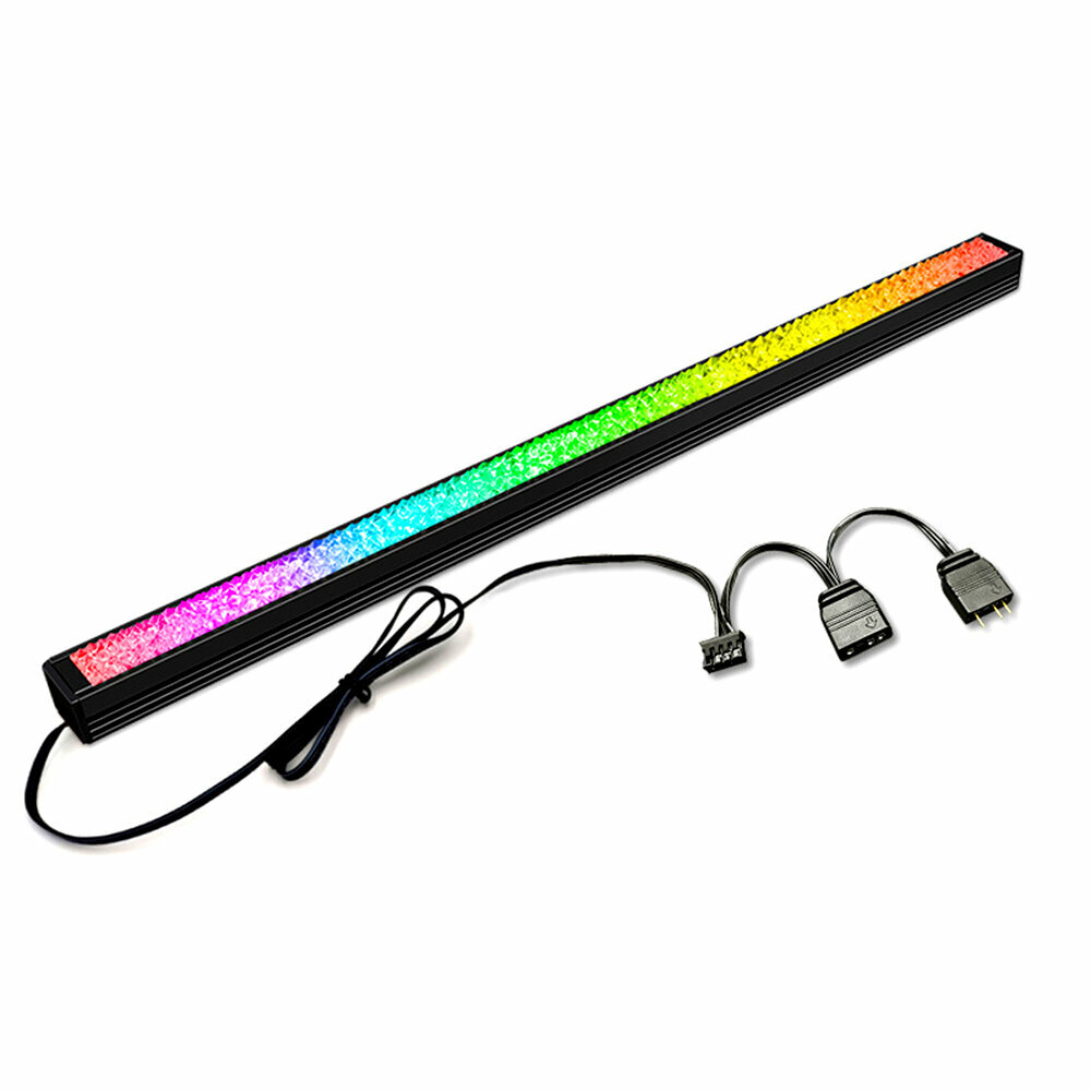 COOLMOON ARGB Diamond-Like LED Strip Magnetic RGB Light Bar Rainbow PC Case Light Bar с 5V 3Pin ARGB Header Sync Lighting Effect, 17 светодиодов, интерфейс Small 4Pin и 5V 3Pin ARGB Male/Female, длина кабеля 500мм±10%, материал алюминиевый сплав + ABS +