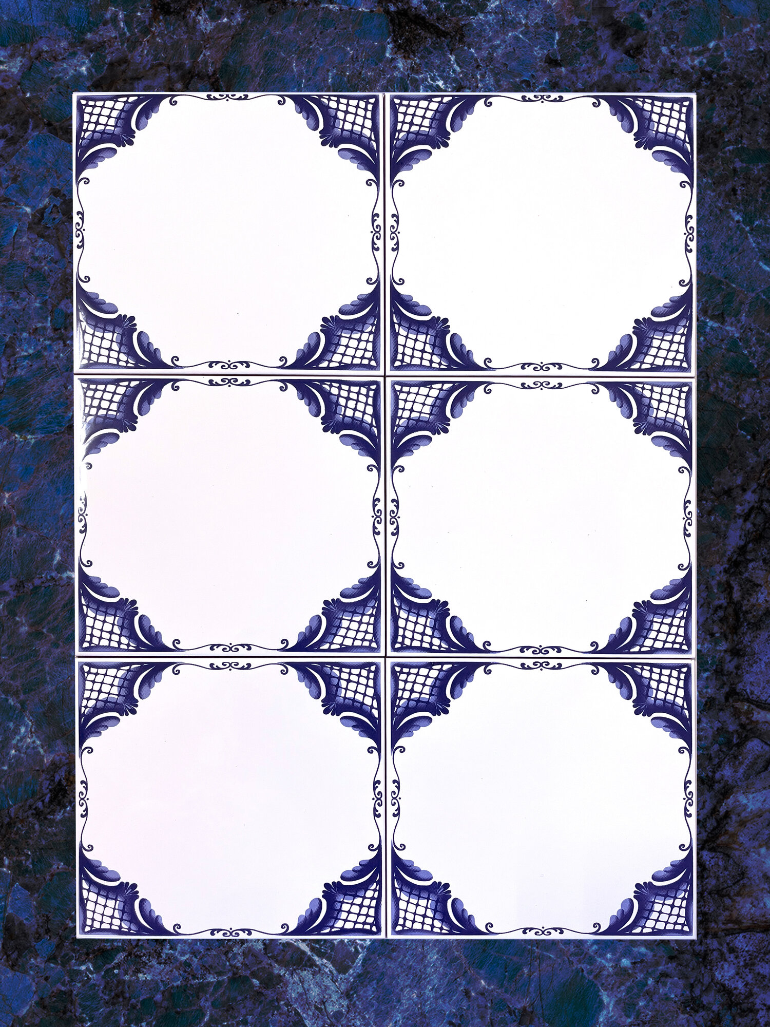 Плитки керамические "Гжель" фон тёмный 15x15 см