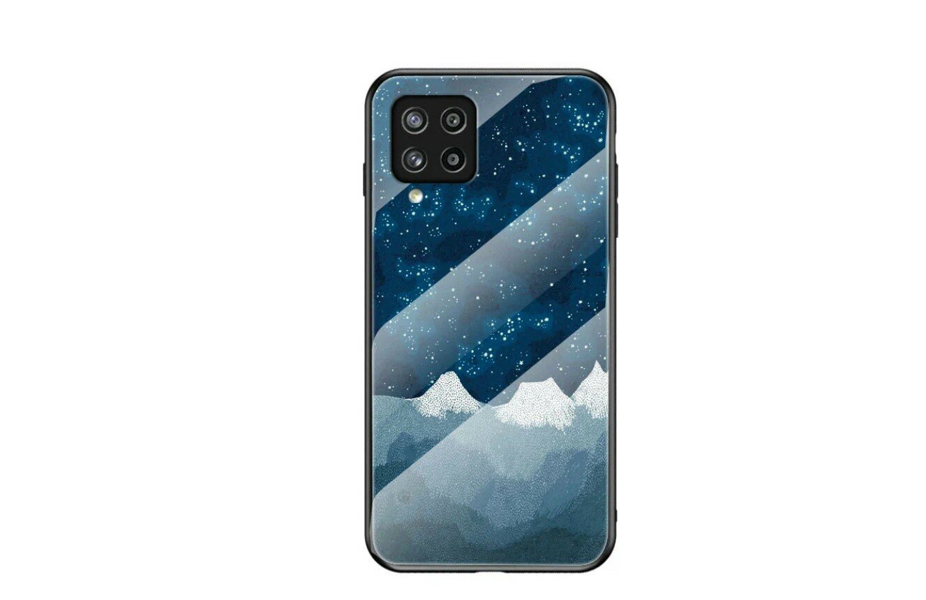 Чехол MyPads бампер силиконовый для Samsung Galaxy M32 (SM-M325F) 2021 с закаленным стеклом тематика Снежные горы