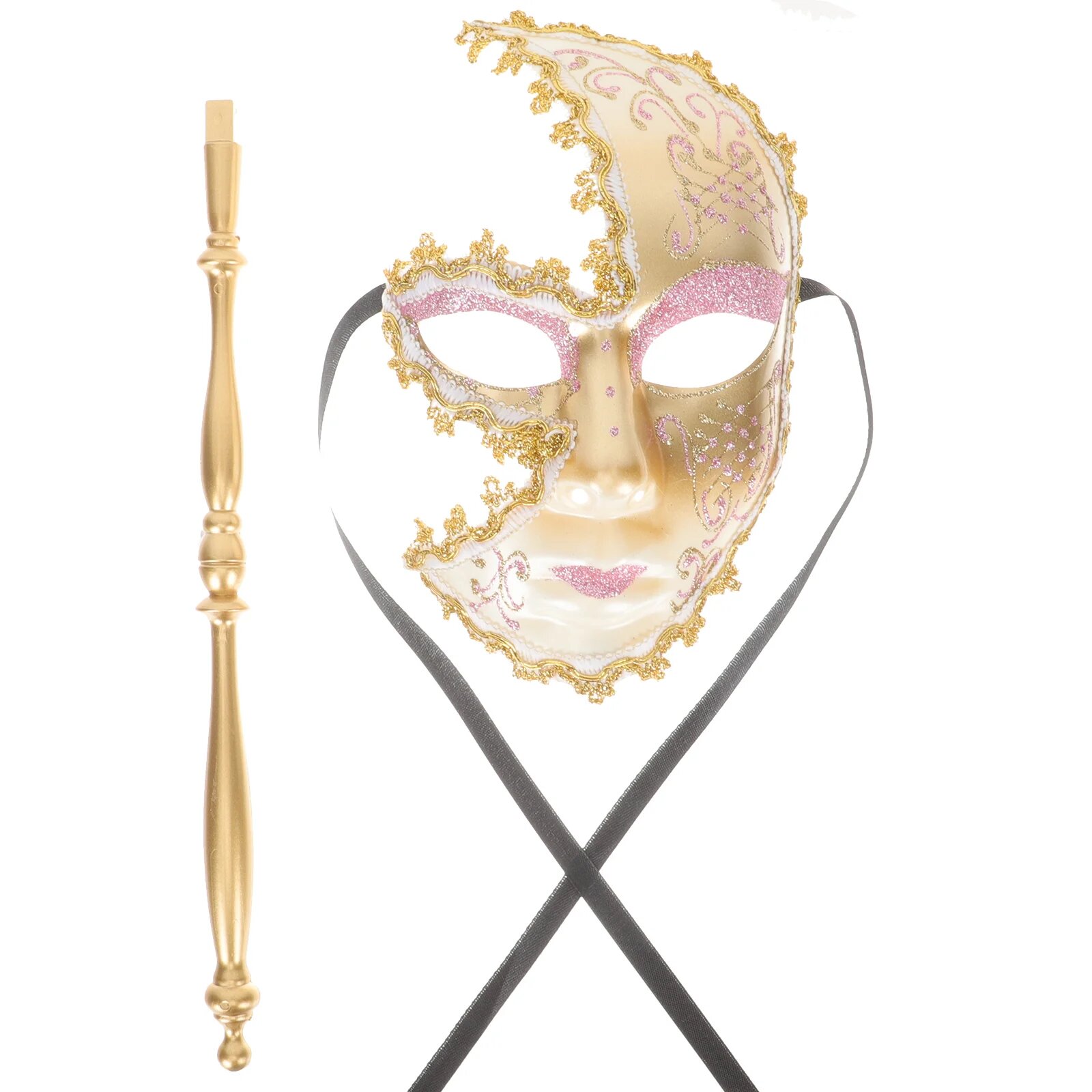 Венецианская маска Женская венецианская маскарадная маска Маскарадная маска с палочкой для костюмированной вечеринки