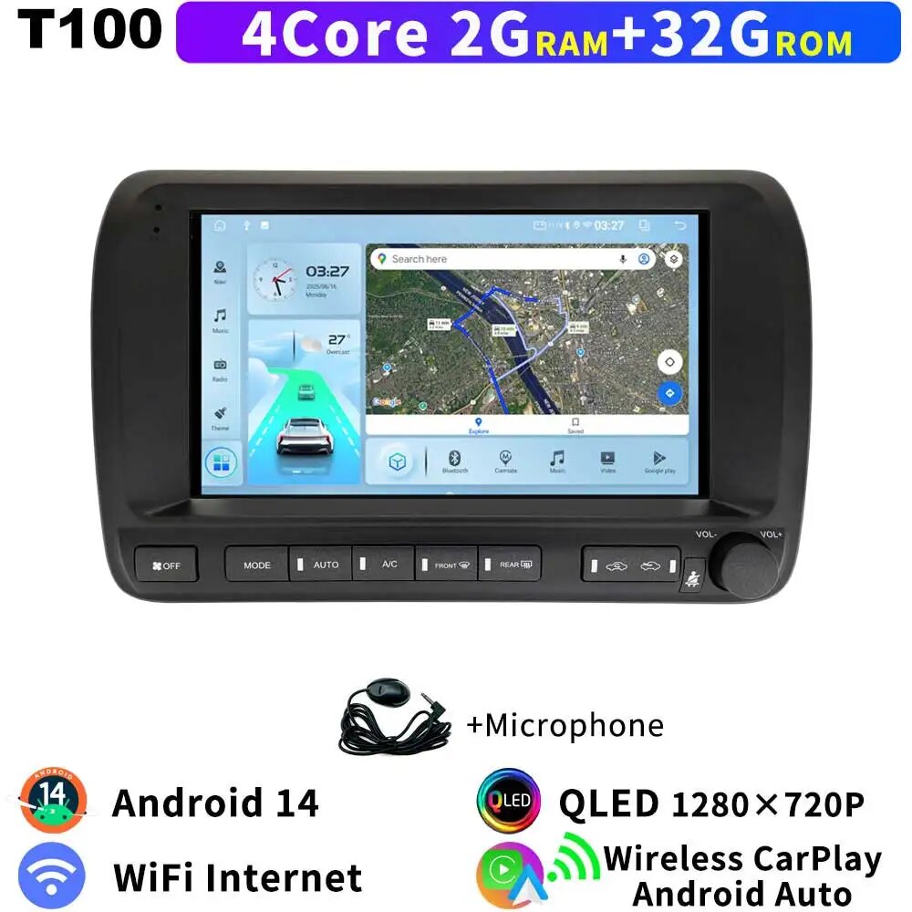 Автомобильный мультимедийный плеер с QLED-экраном Android 14 для Toyota Crown Majesta S170 32G MIC