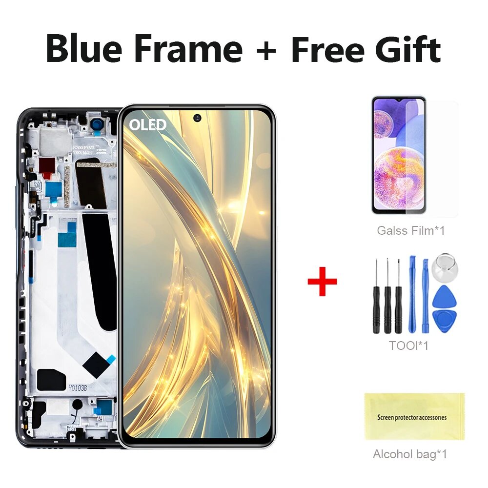 Новый Super OLED Poco F3 экран дисплея для Xiaomi Poco F3 M2012K11AG ЖК-дисплей OLED Blue Frame