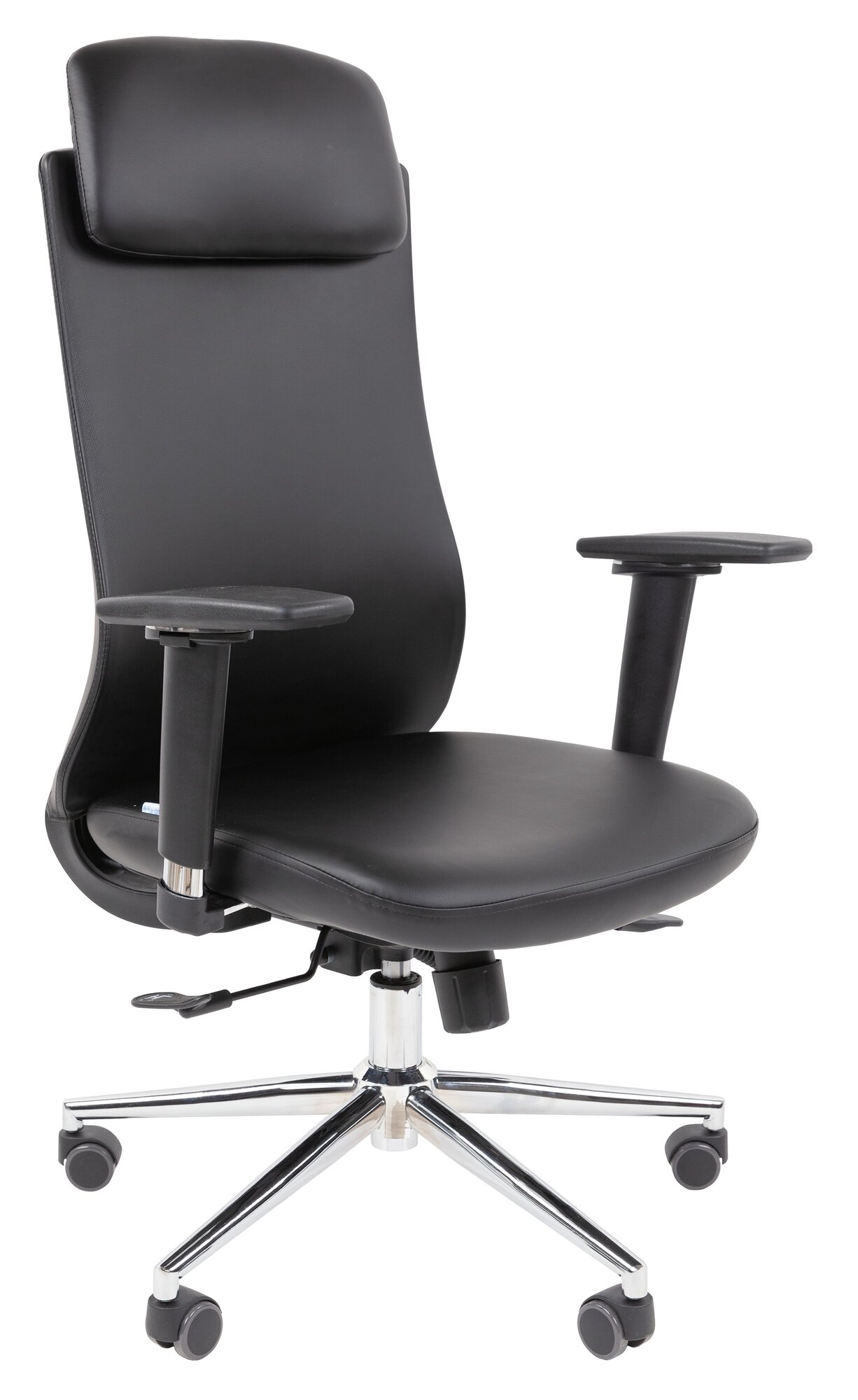 Компьютерное кресло CHAIRMAN 500 LUX черное, экокожа с регулируемым подголовником и поясничным упором для руководителя