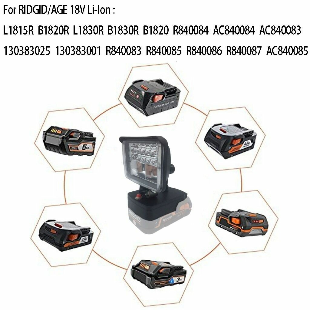 OZ-CUCR-Для RIDGID/AEG 18V светодиодный рабочий фонарь прожектор высокой яркости Li-Ion