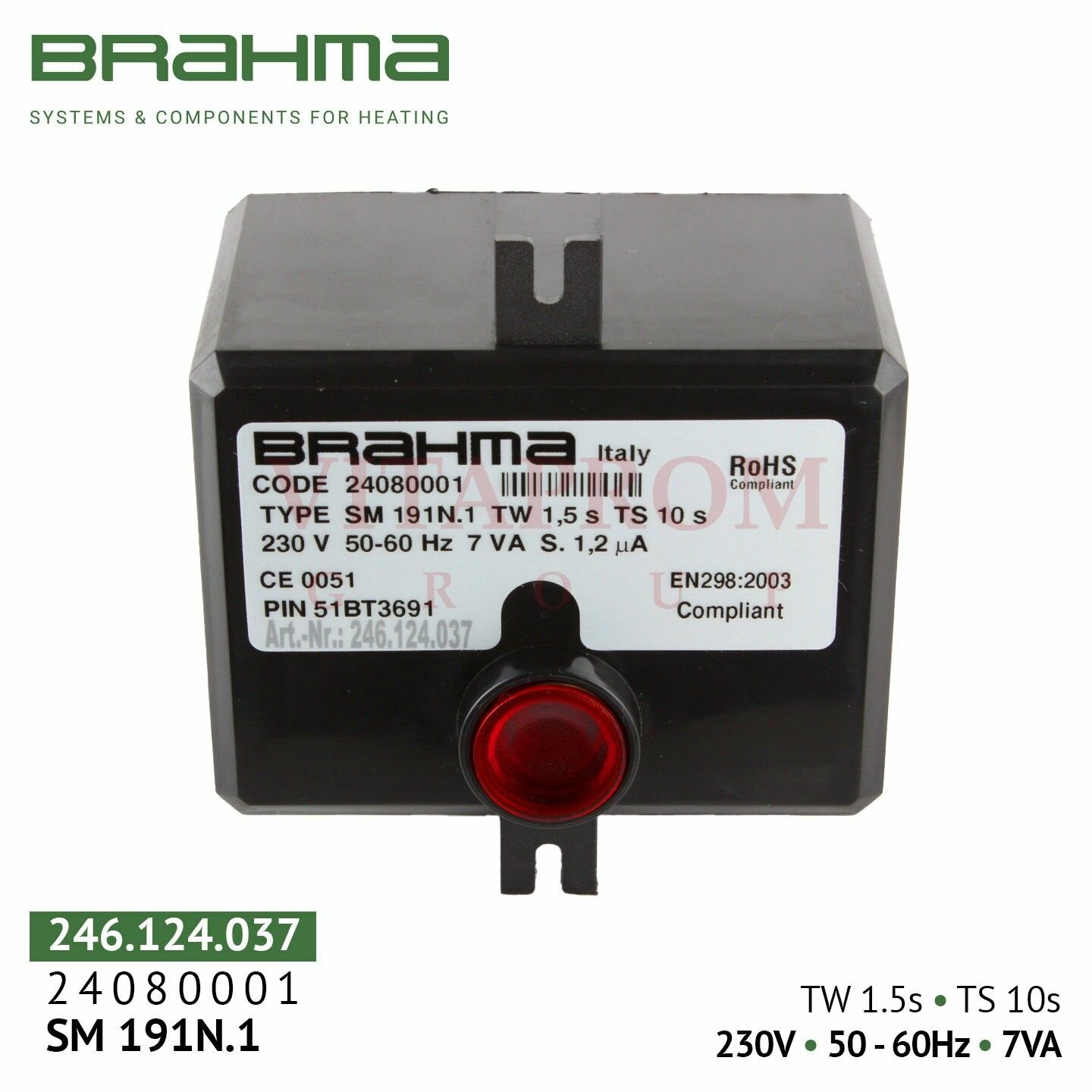 Блок управления горением Brahma SM191N.1, 24080001