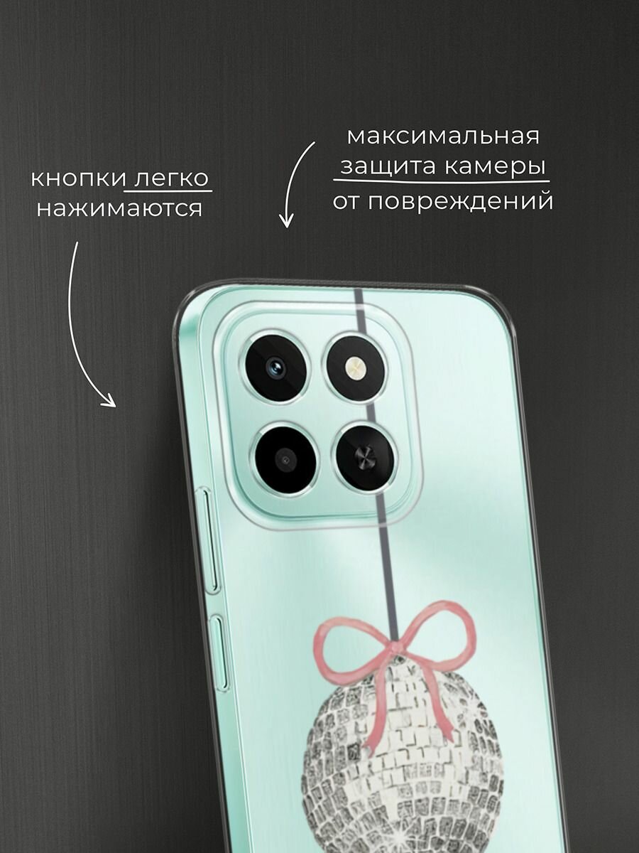 Чехол на Honor X6c / Хонор X6c с принтом Новогодний диско шар, прозрачный — фото 1