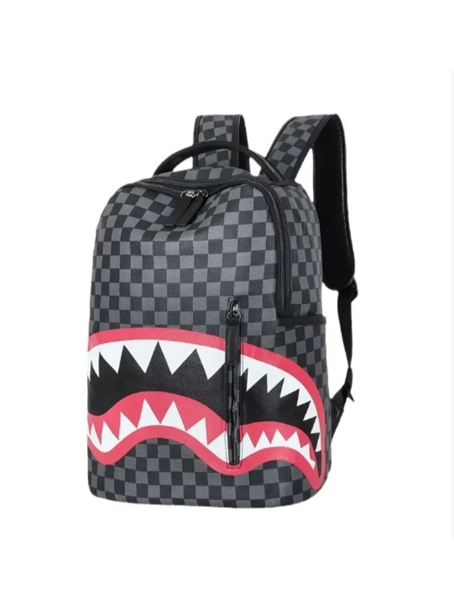 Рюкзак для отдыха // черная клетчатая большая горловина