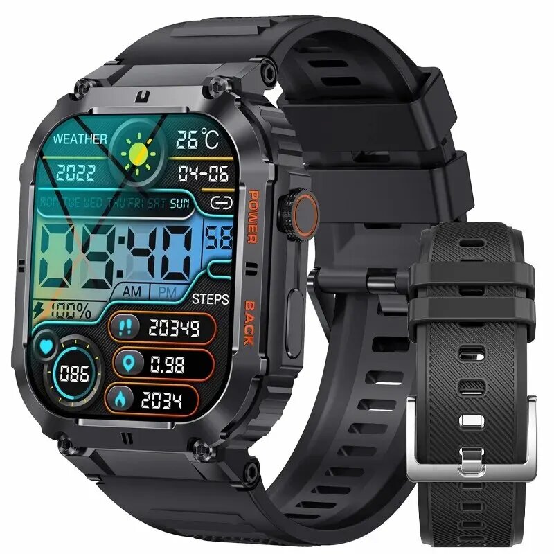 Умные часы LIGE Black 1.96" Bluetooth
