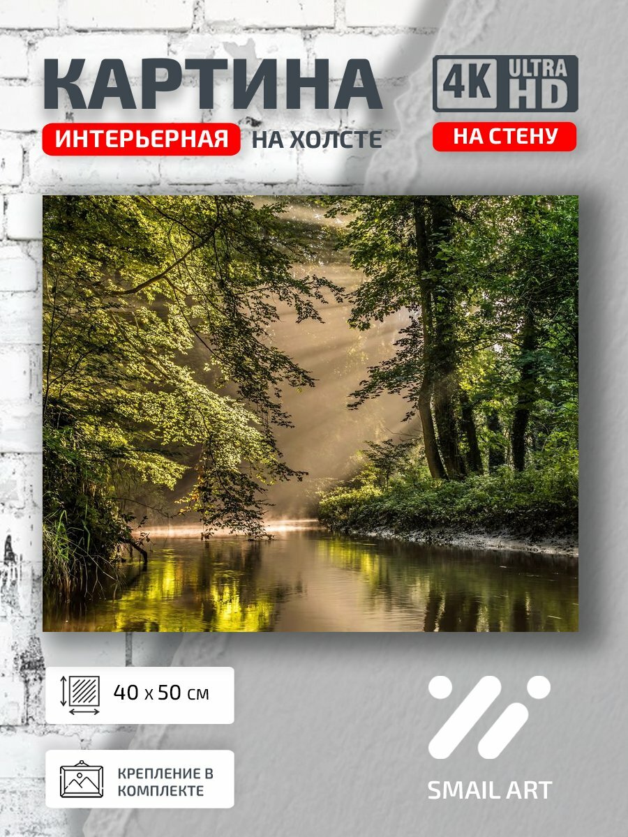 Картина на холсте интерьерная 40 на 50 на стену Речка Landscape для гостиной пейзаж декор