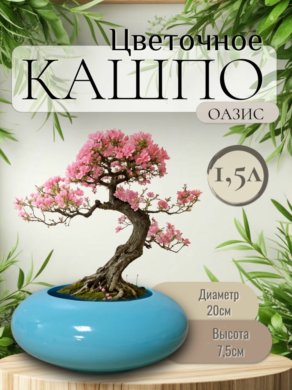 Кашпо для кактусов Оазис d20/h7,5см/ Бирюзовый