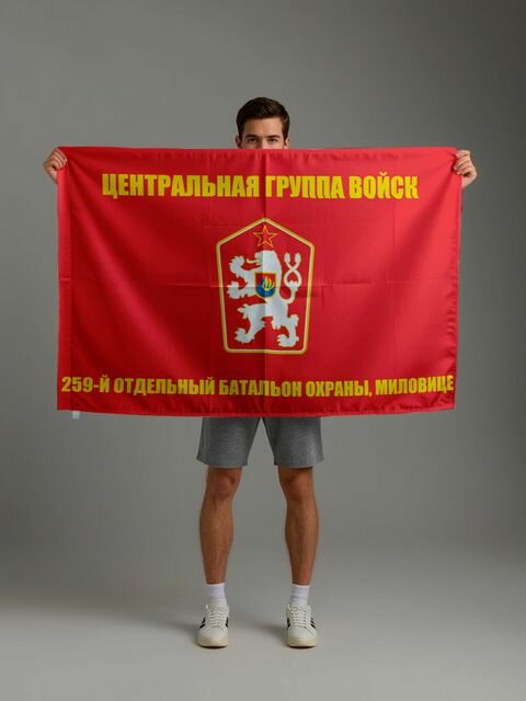 Флаг ЦГВ 259-й отдельный батальон охраны, Миловице, 90х135 см на сетке для улицы