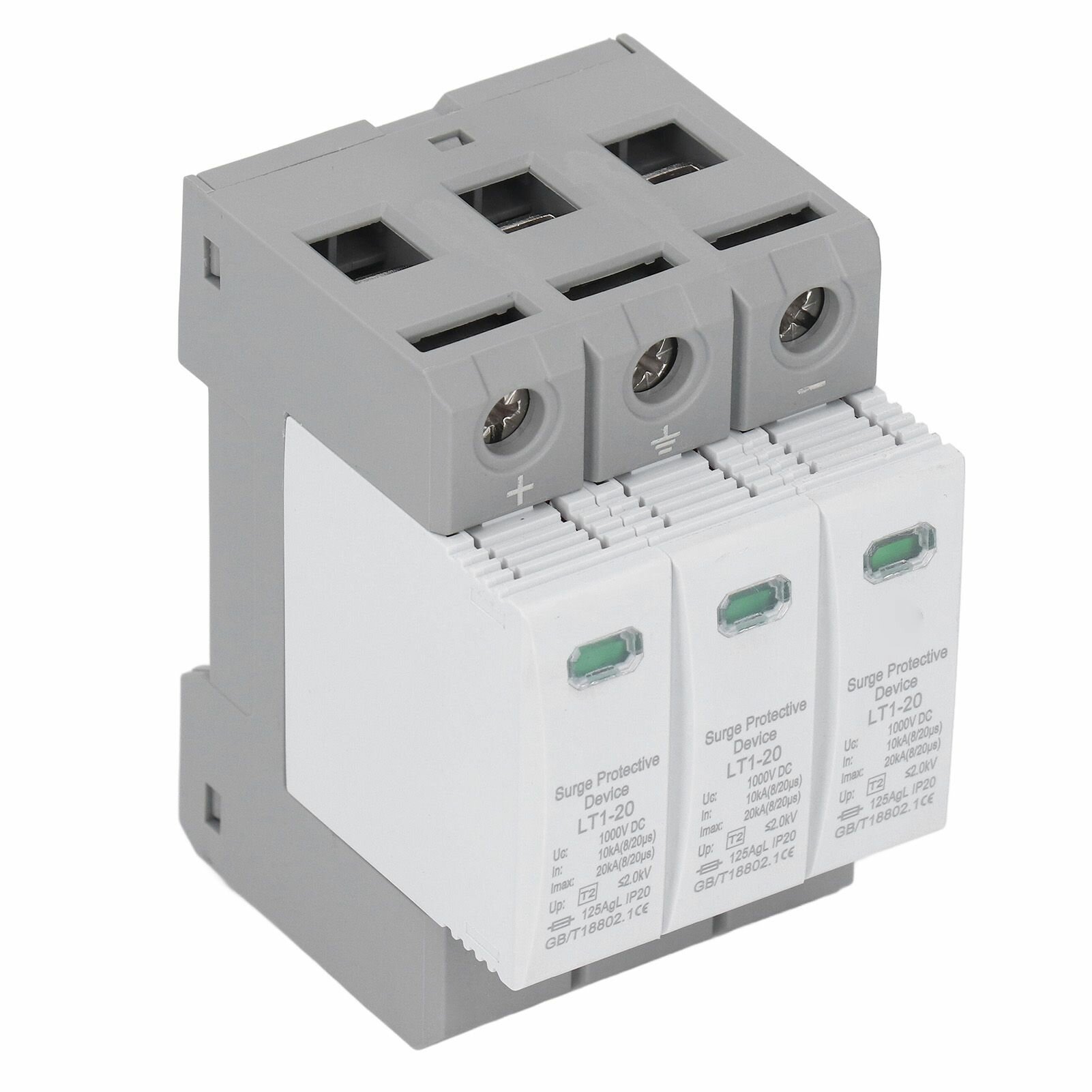 IP20 1000 В постоянного тока Огнезащитный разрядник защиты от перенапряжения молнии устройство 3P