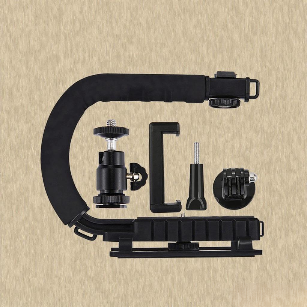 U-shaped Portable Handheld Camera Holder Video Handle DV Bracket C-shaped Steadicam Stabilizer Kit for All SLR Cameras and Home DV Camera, Material: ABS+Non-slip Sponge+Metal, Color: Black, Load Weight(Max): 3KG, Screw Thread Interface: Standard 1/4