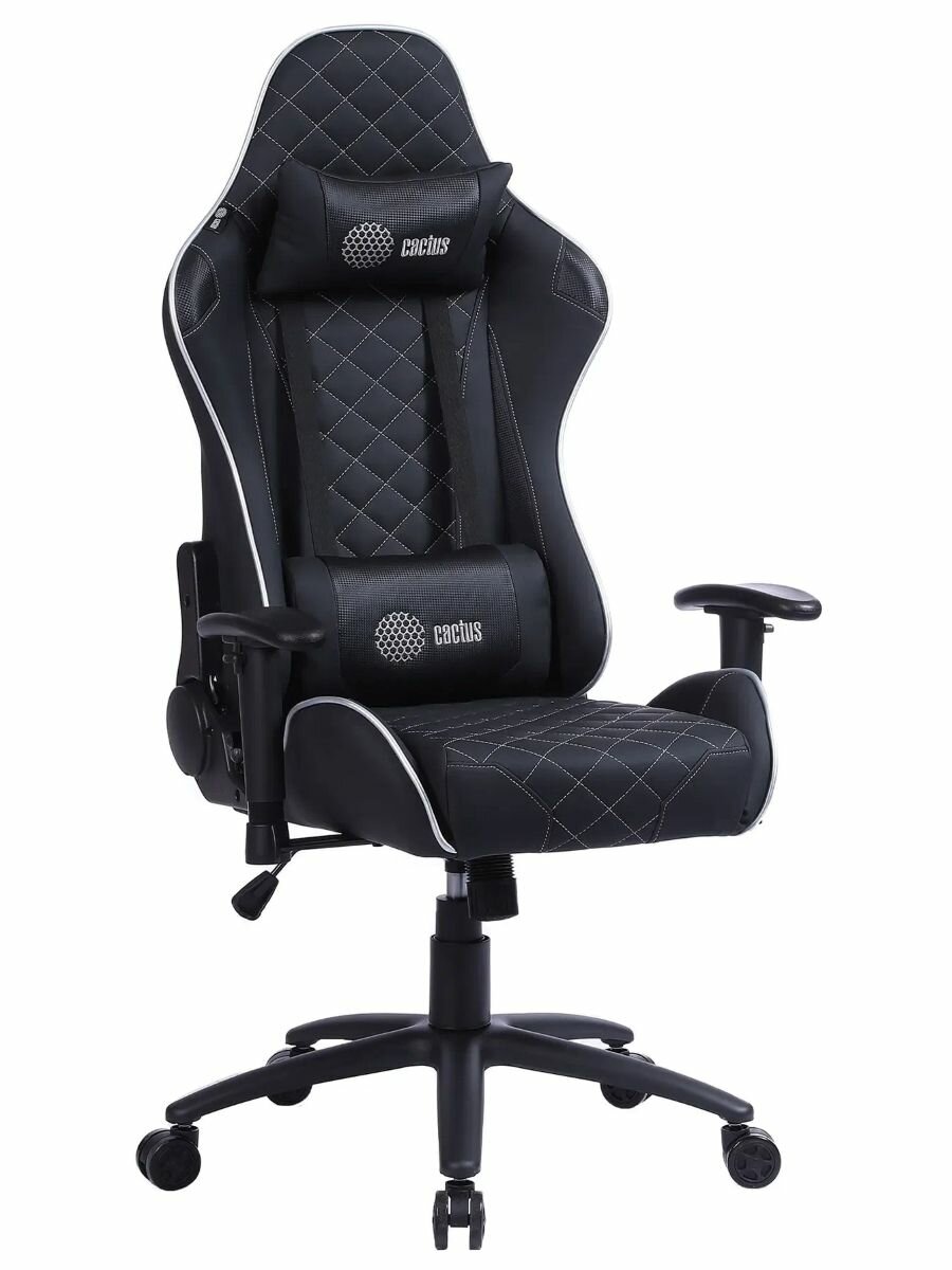 Кресло игровое Cactus CS-CHR-030BLS черный/серебряный эко. кожа металл