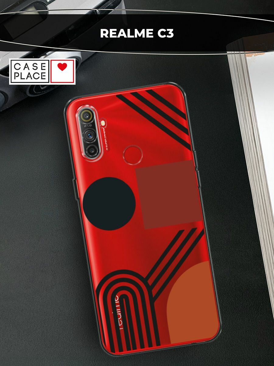 Чехол на Realme C3 / Реалми C3 с принтом Абстрактная композиция, прозрачный