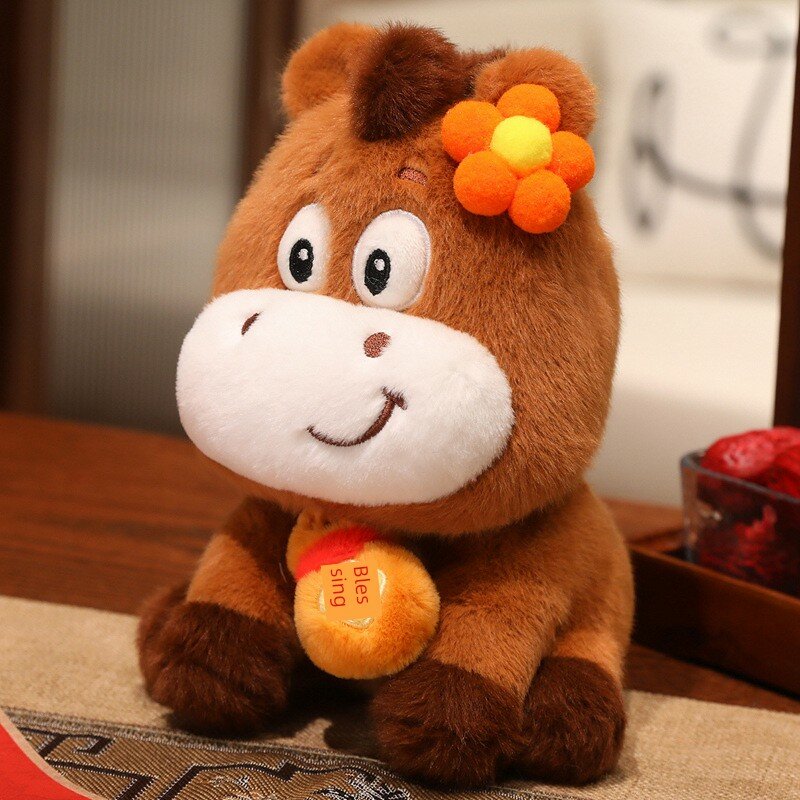 Мягкая игрушка-лошадка, милая кукла 2025 года, талисман Года Лошади, подарок для девочки на Новый год и день рождения