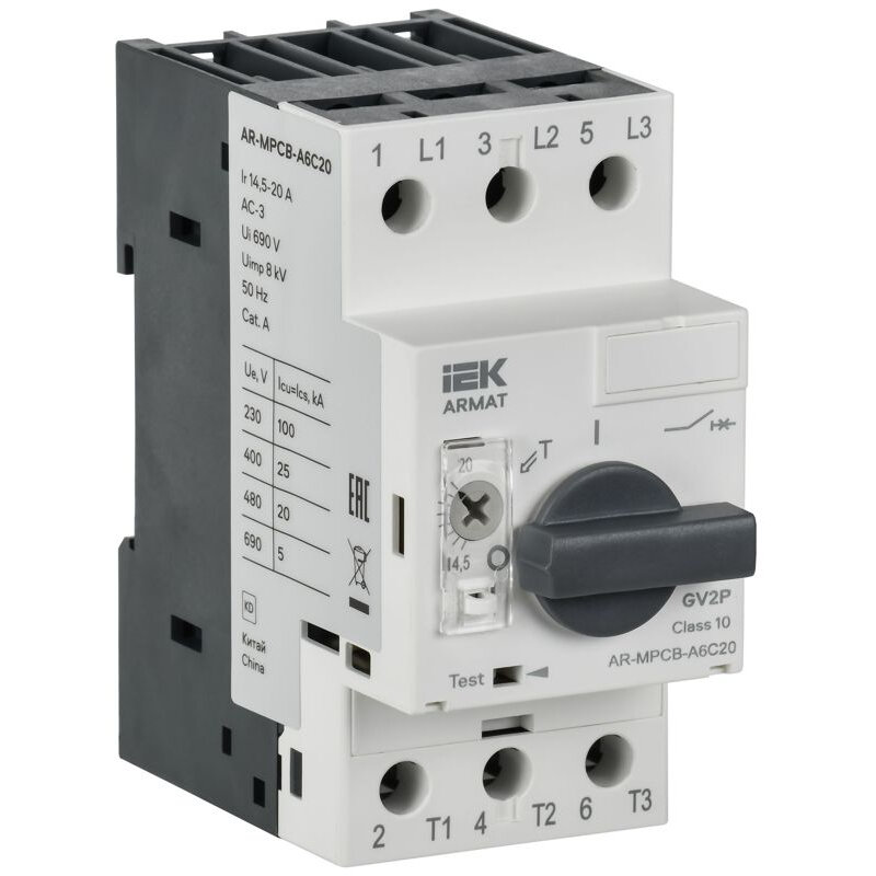 ARMAT Автоматический выключатель защиты двигателя A6 GV2P 14,5-20А, IEK AR-MPCB-A6C20 (1 шт.)