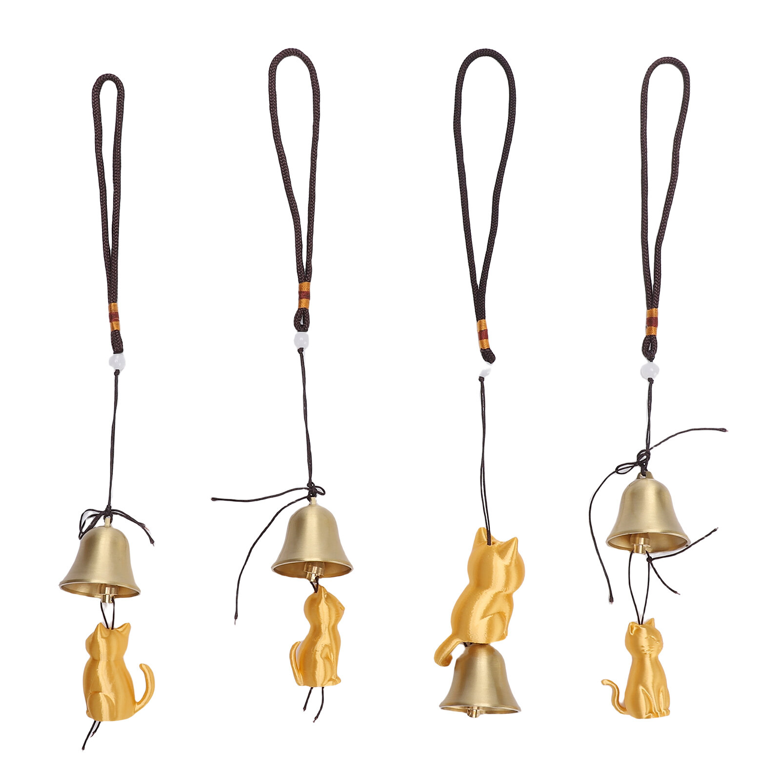 4 шт. Металлические статуэтки кошек из PLA-пластика, подвесные ветроуловители, памятные украшения для сада, двора, крыльца, золотистого цвета.