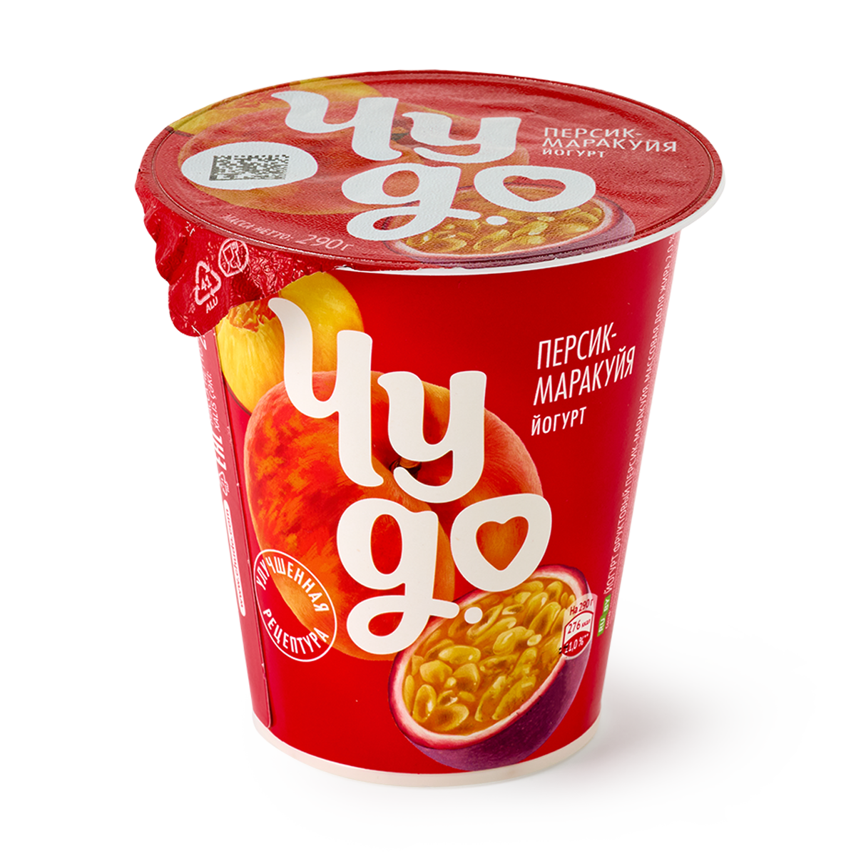 Йогурт Чудо "Персик и Маракуйя", 2%, в пластиковом стакане, 290 г, от +2 °c до +6 °c